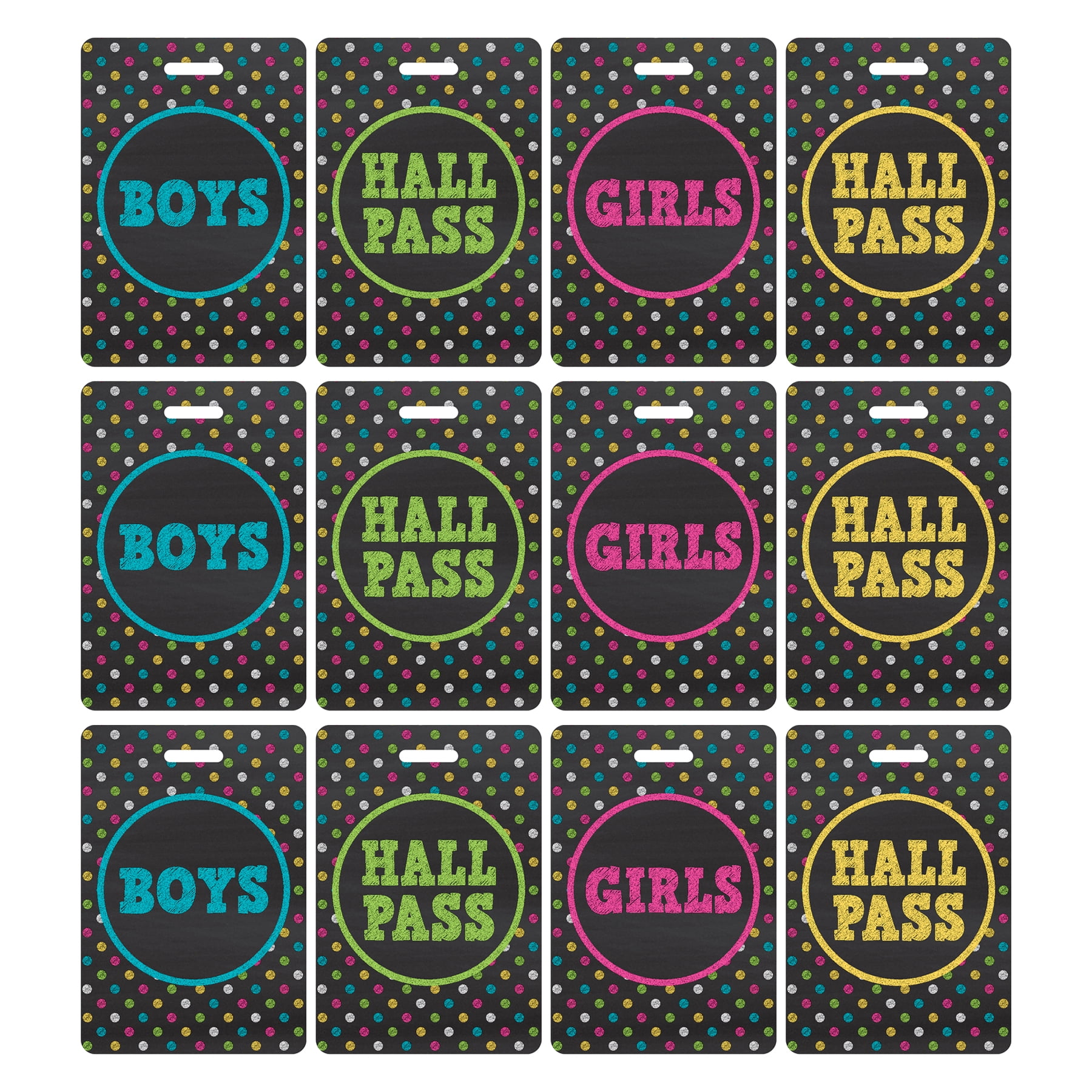 Teacher Created Resources Chalkboard Brights Hall Pass with Lanyard, 4 ...