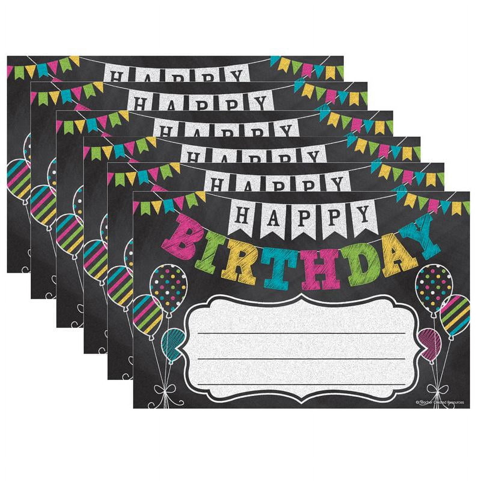 Teacher Created Resources Chalkboard Brights Happy Birthday Awards, 25 ...