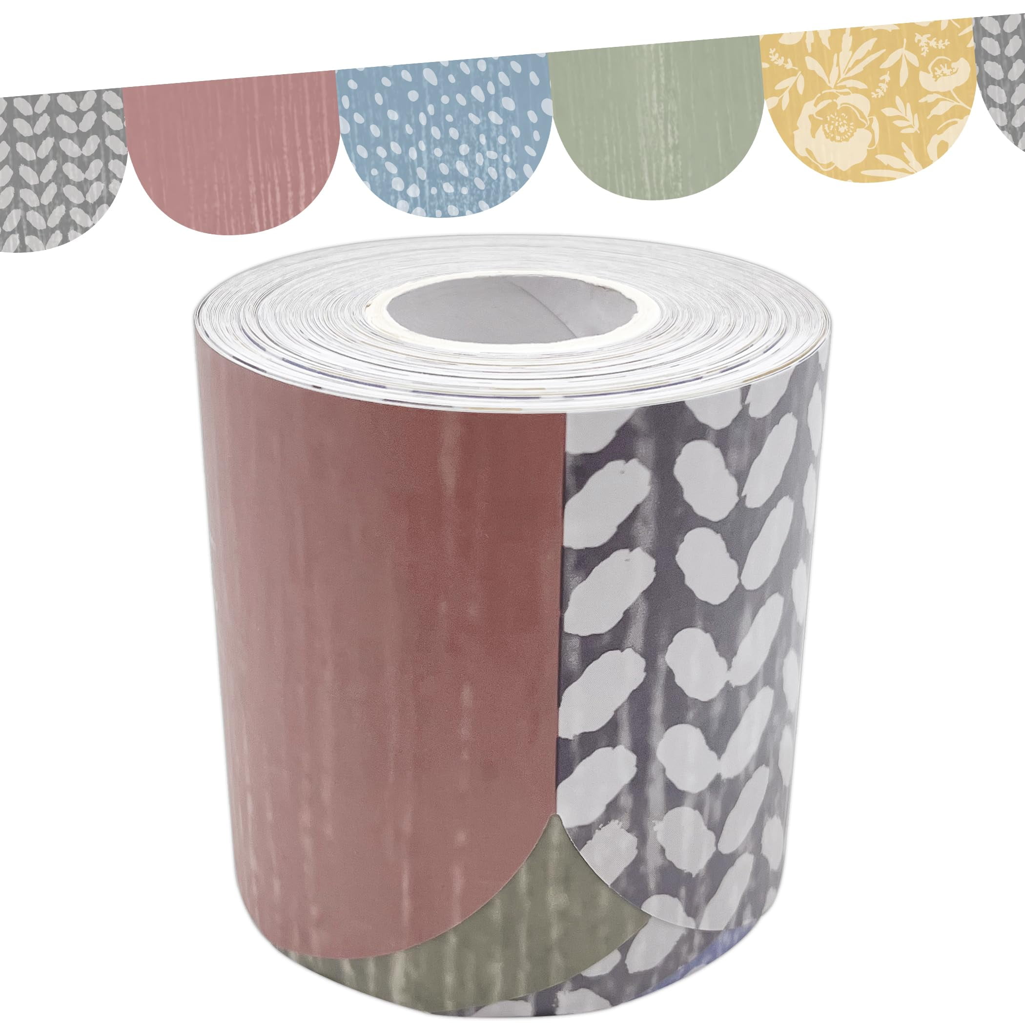 Teacher Created Resources Classroom Cottage Scalloped Die-Cut Rolled Border Trim - 50ft ...