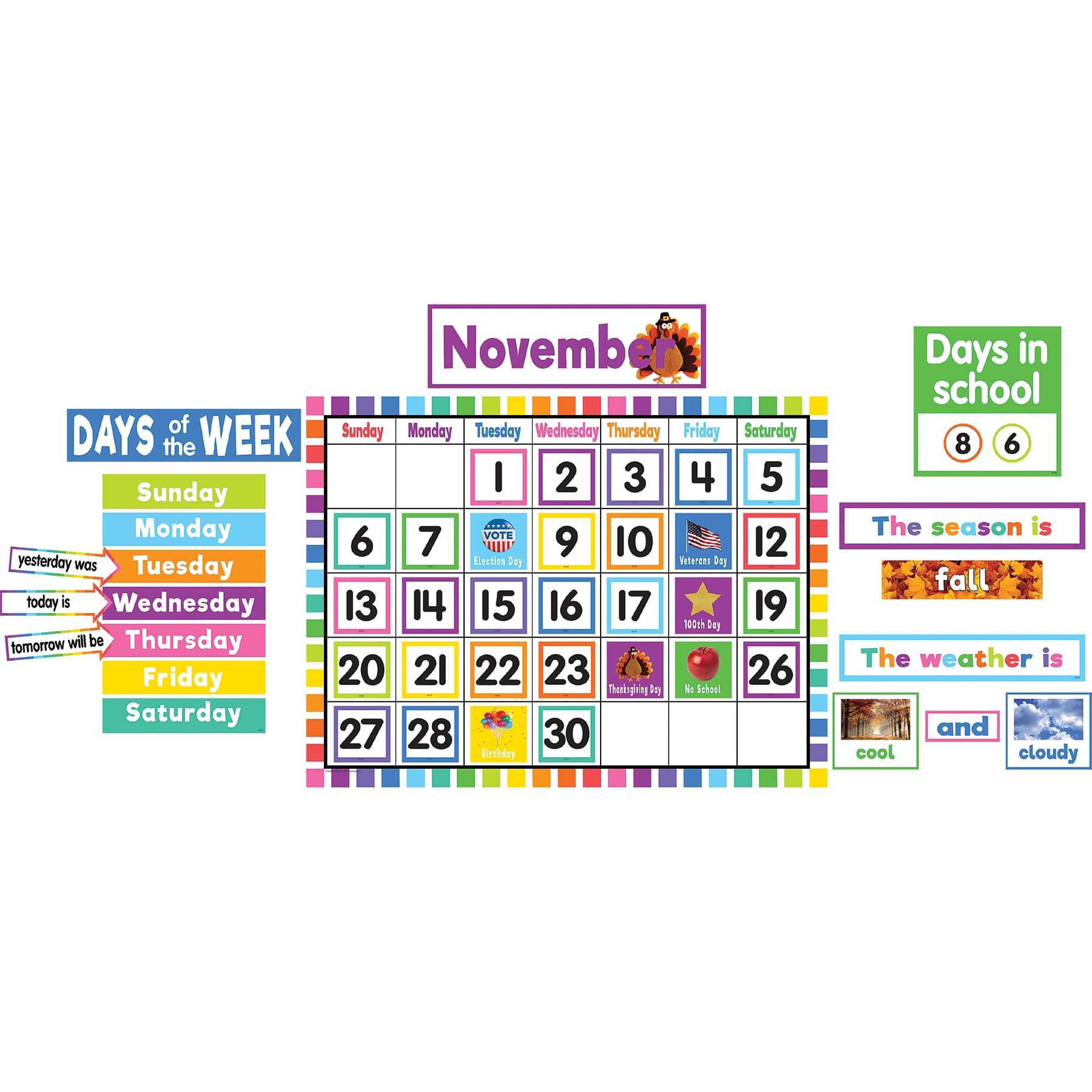 Teacher Created Resources Colorful Calendar Bulletin Board Set ...
