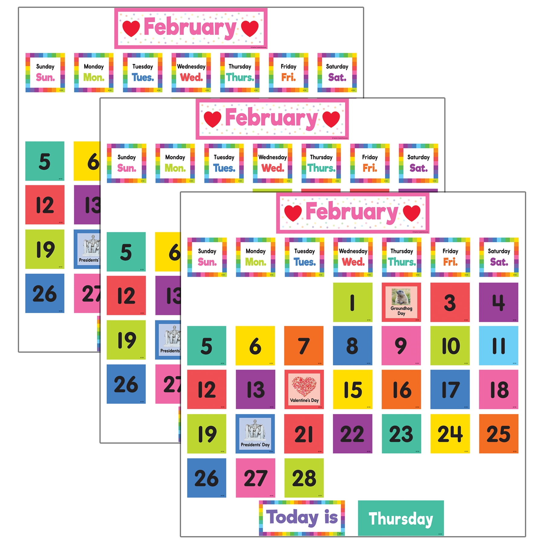 Teacher Created Resources Colorful Calendar Pocket Chart Cards, 104 Per ...