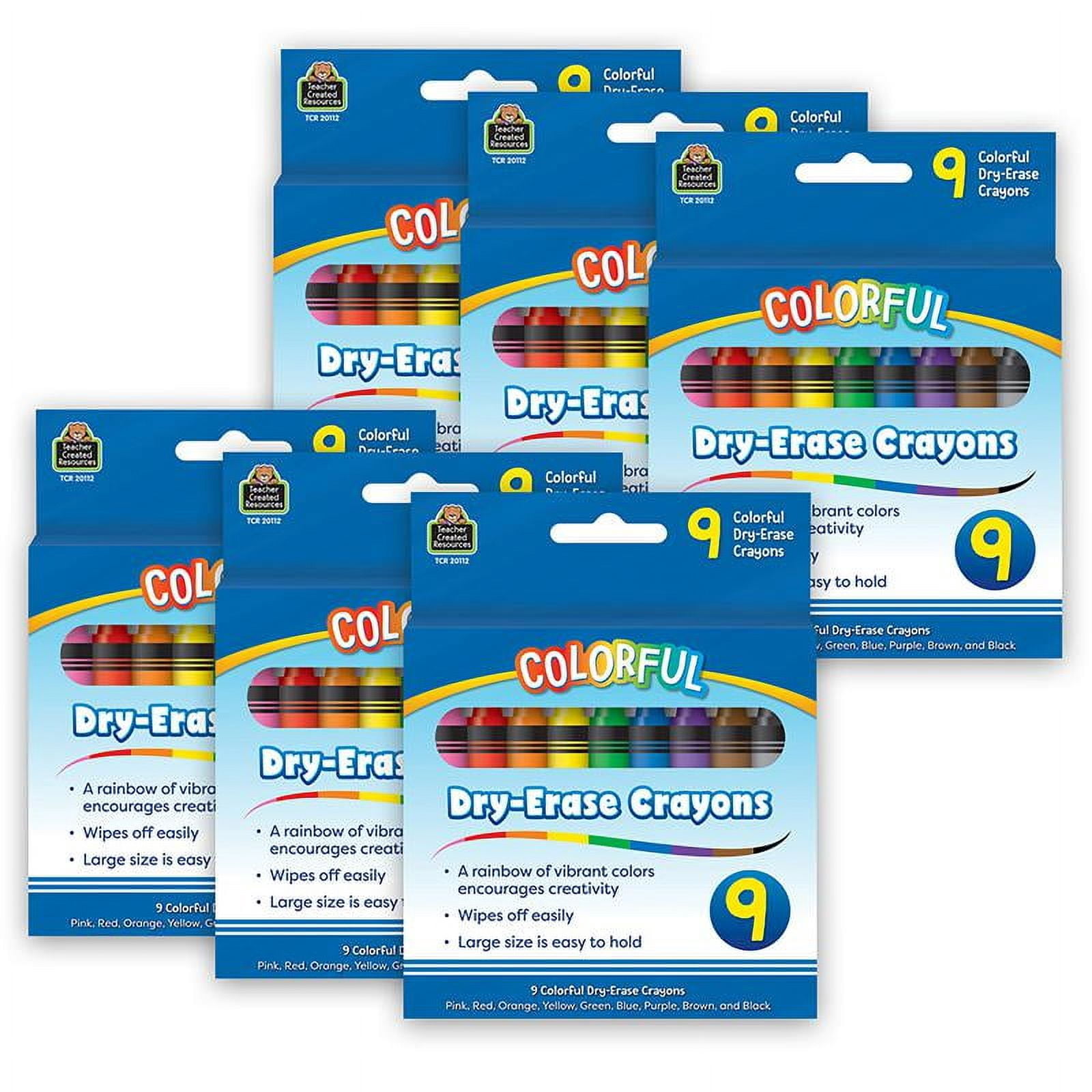 Teacher Created Resources Colorful Dry-Erase Crayons, 9 Per Pack, 6 ...