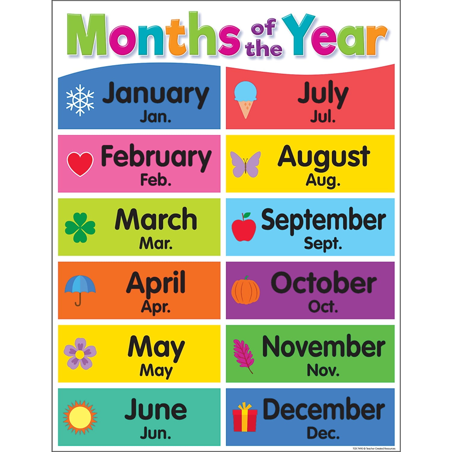 Colorful Months of the Year Chart, 17" x 22" - Walmart.com