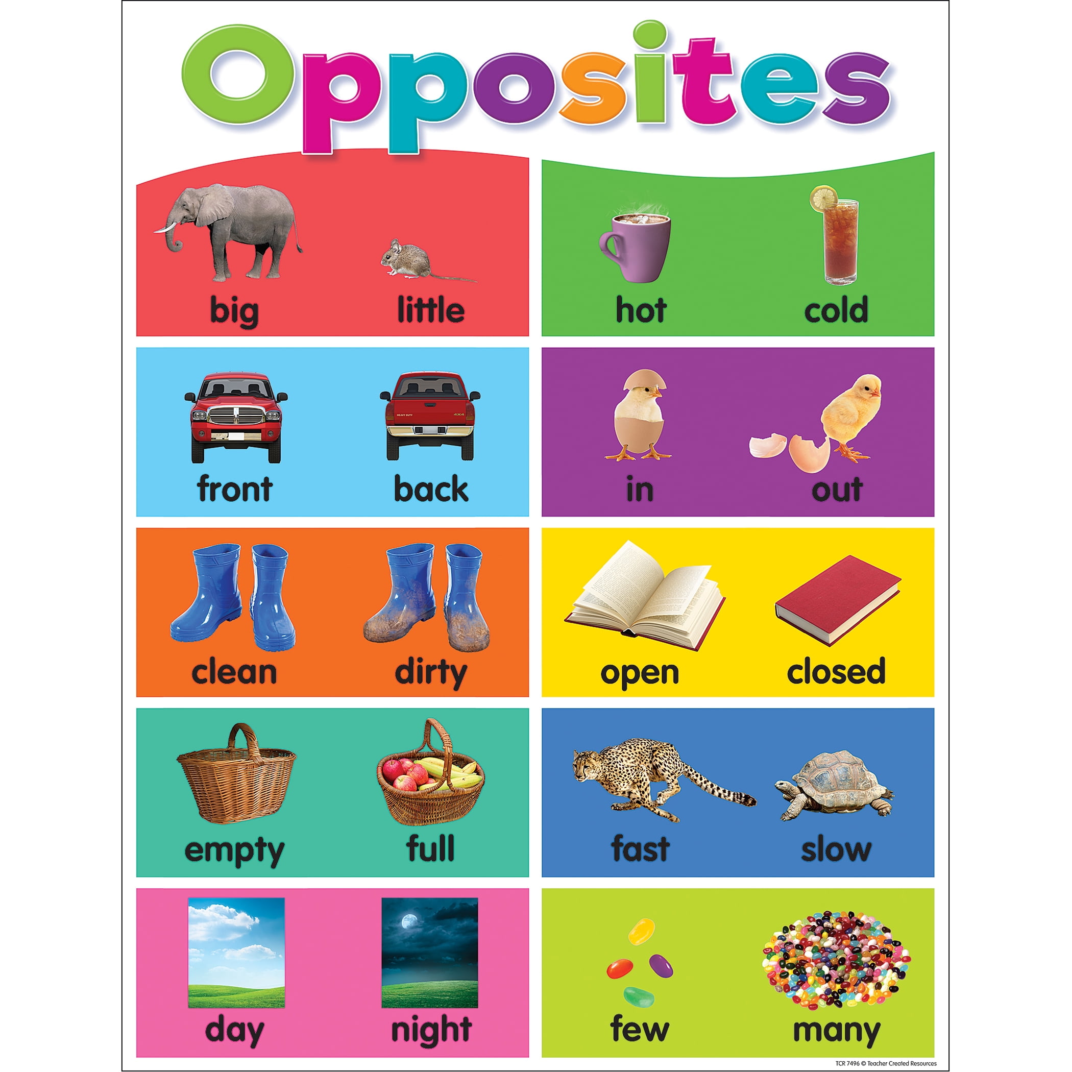Teacher Created Resources Colorful Opposites Wall Chart with Related ...