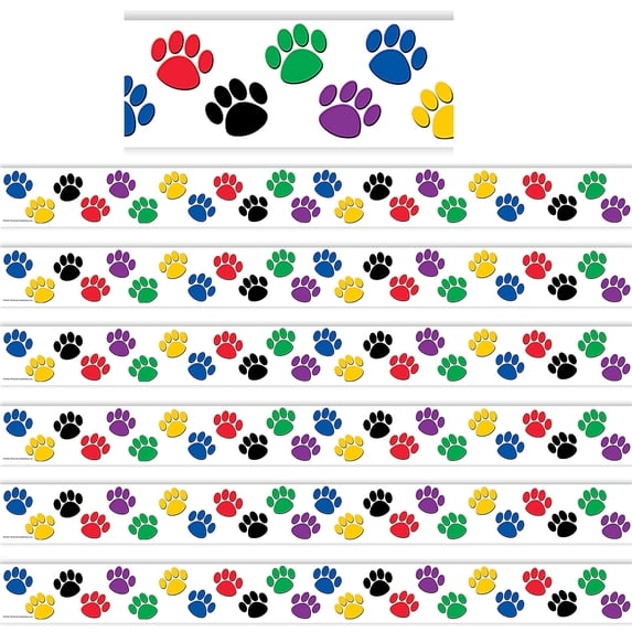 Teacher Created Resources Colorful Paw Prints Border Trim, 35 Feet Per ...