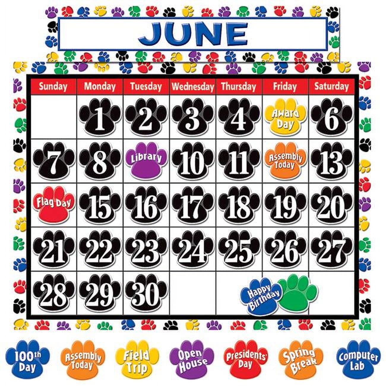 Teacher Created Resources Colorful Paw Prints Calendar Bulletin Board ...