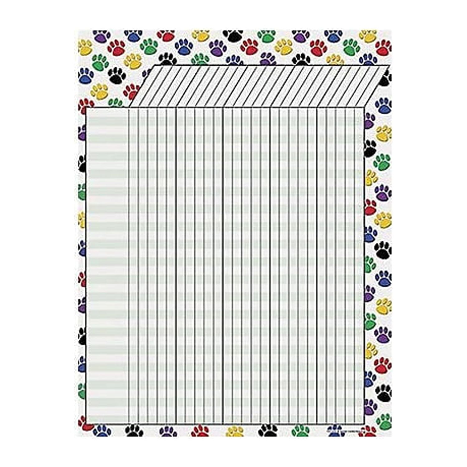 Colorful Paw Prints Incentive Chart 17x22 [TCR7622] - Walmart.com