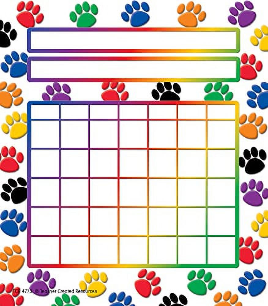Teacher Created Resources Colorful Paw Prints Incentive Charts (4773 ...