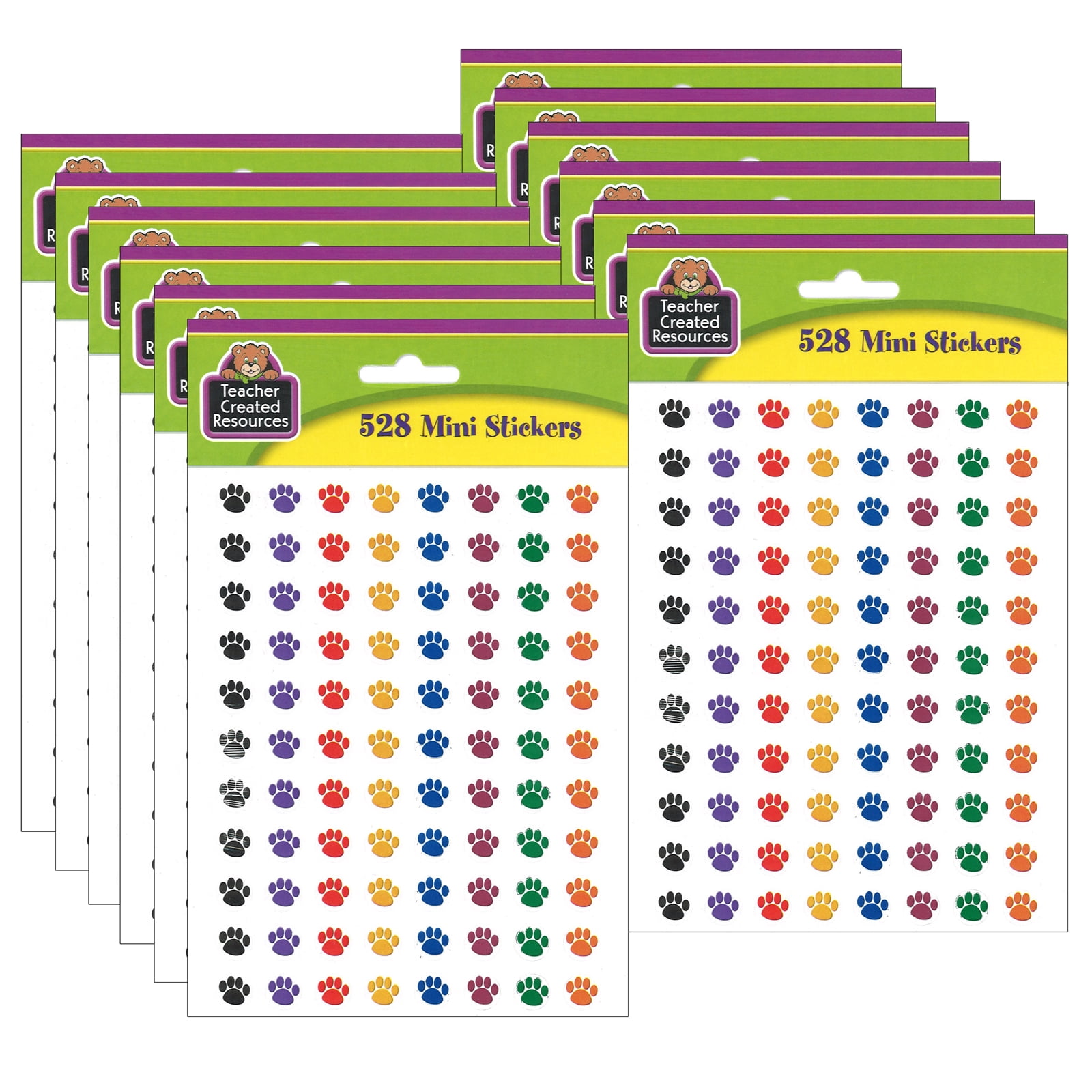 Teacher Created Resources Colorful Paw Prints Mini Stickers, 3/8"Dia ...