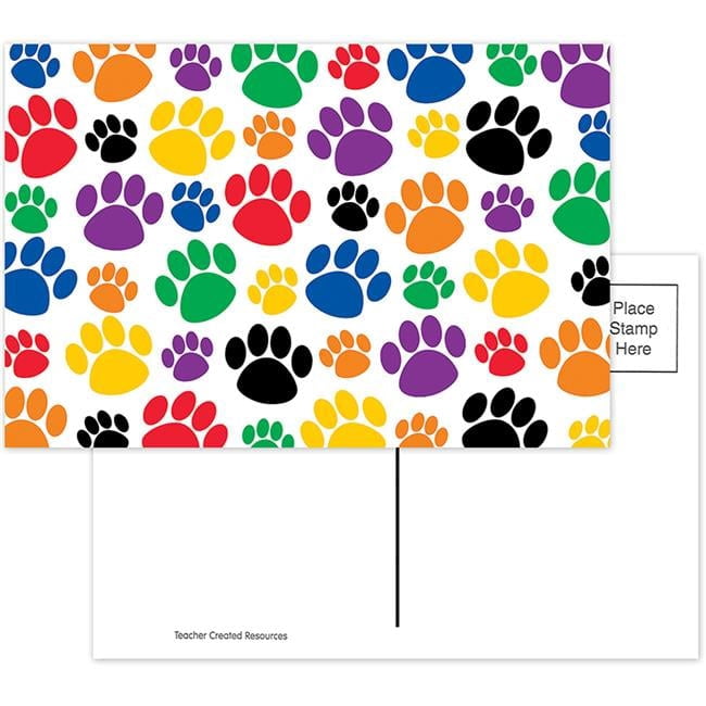 Teacher Created Resources Colorful Paw Prints Postcard - Pack of 6 ...