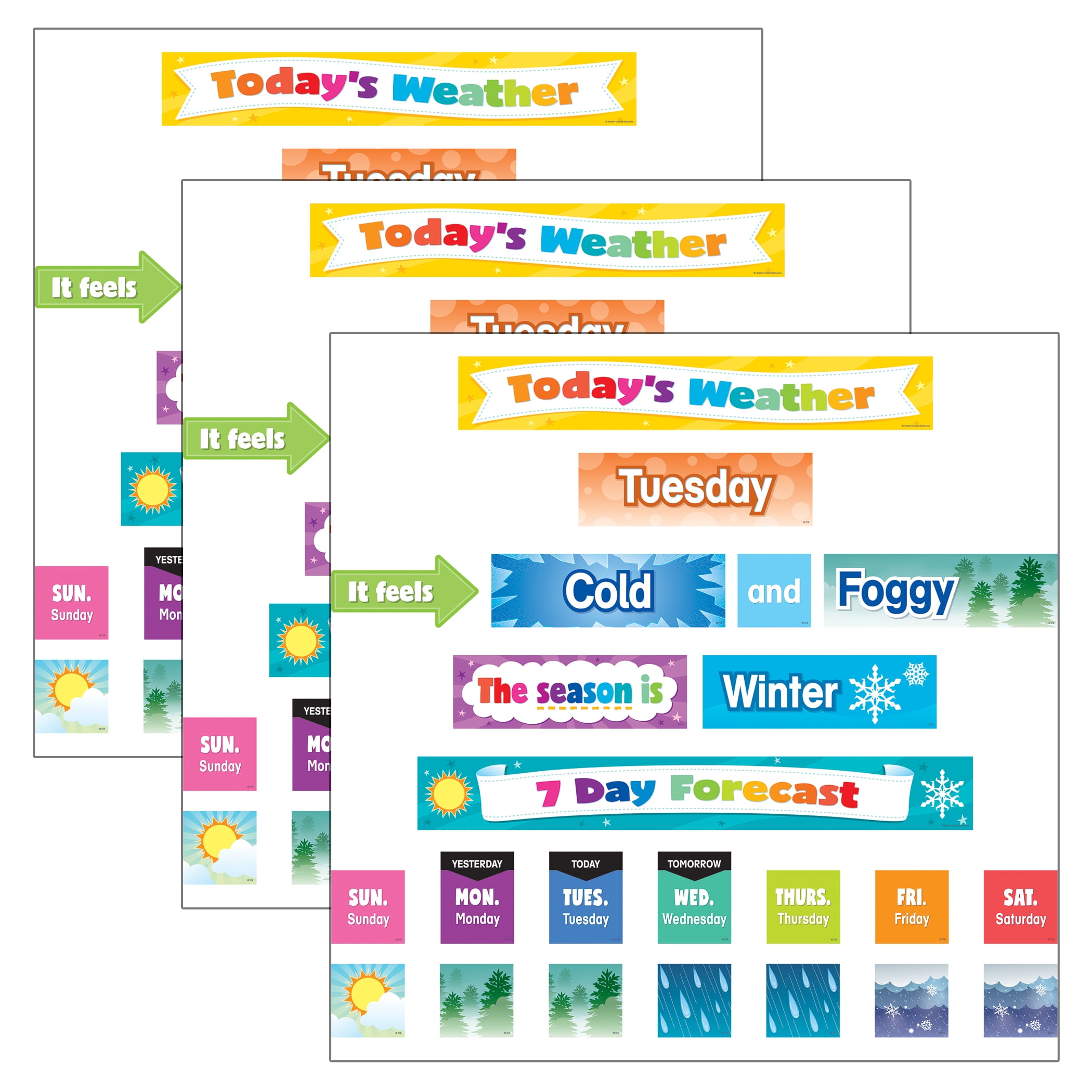 Teacher Created Resources Colorful Weather Pocket Chart Cards, 94 Per ...