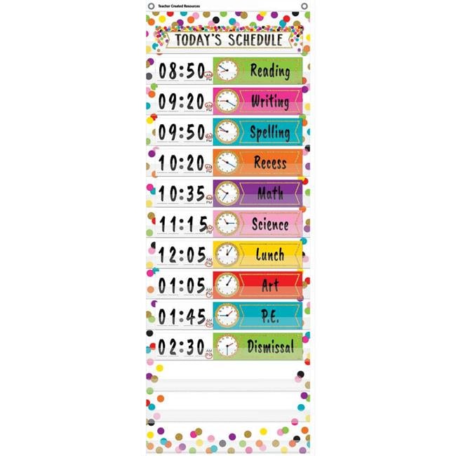 Teacher Created Resources Confetti 14-Pocket Daily Schedule Chart ...