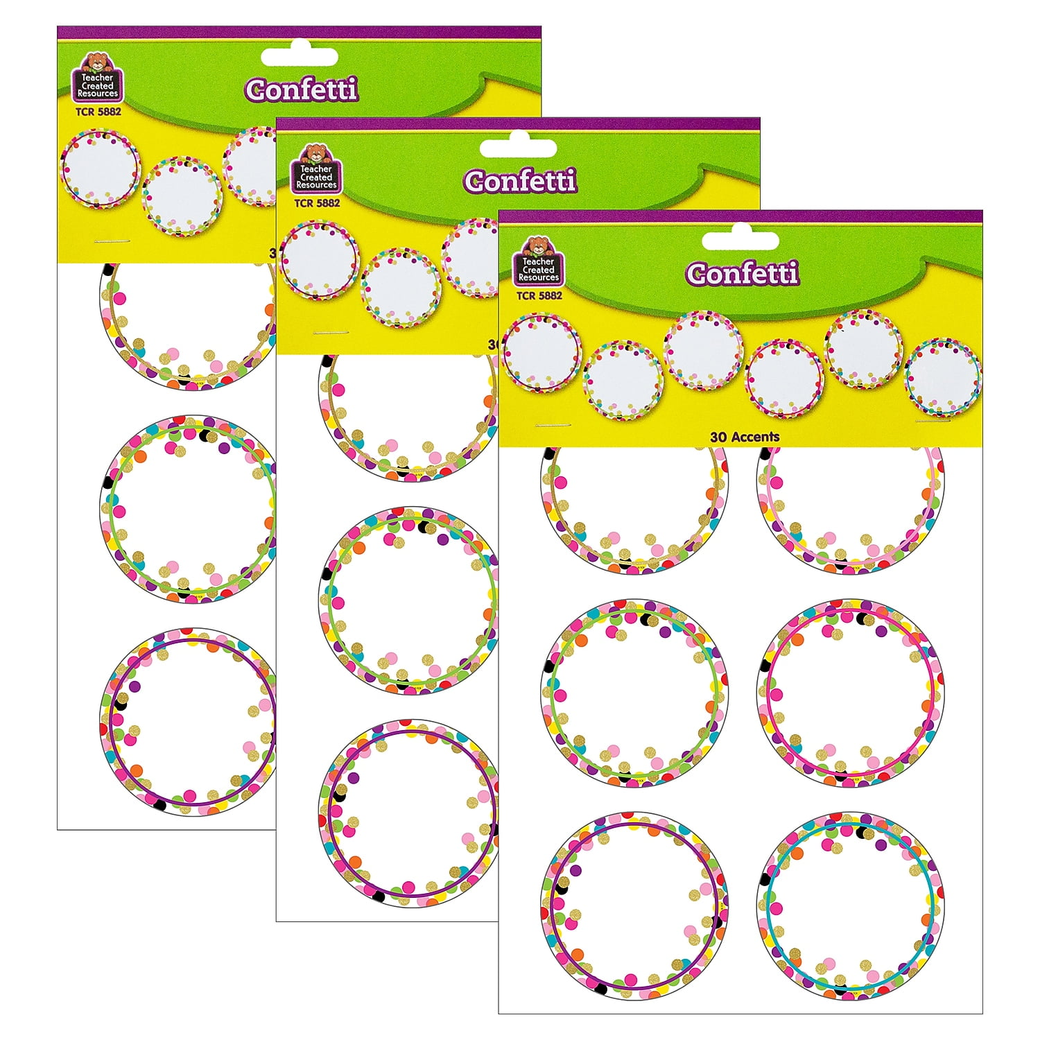 Teacher Created Resources Confetti Circle Accents 30 Per Pack 3 Packs ...