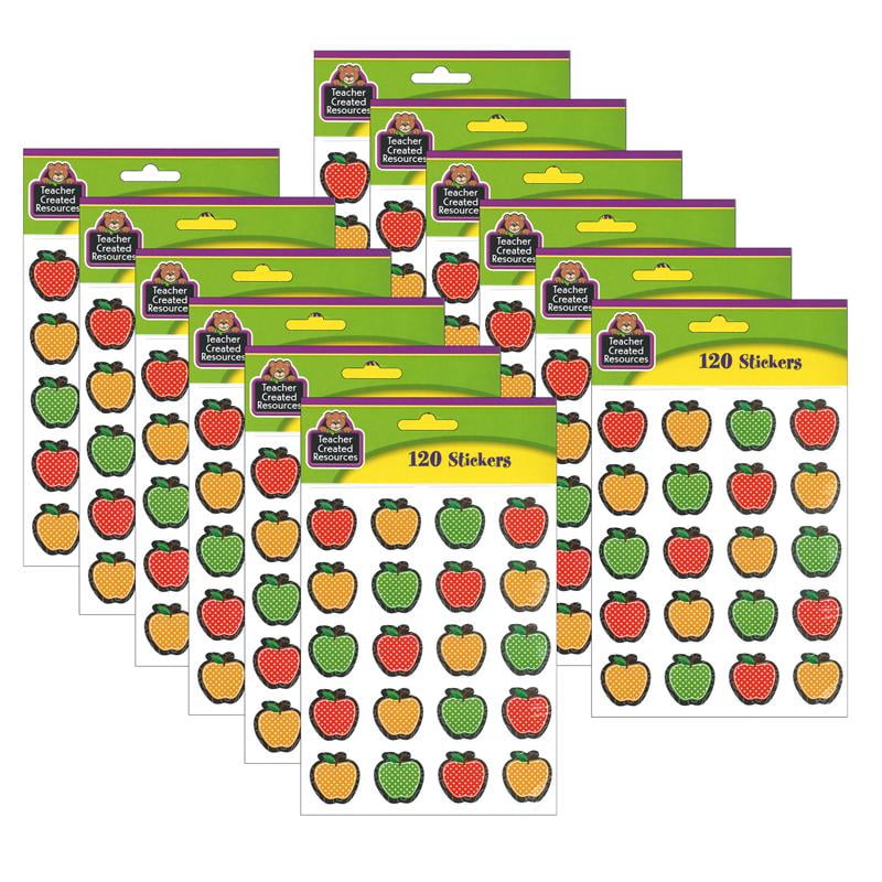 Teacher Created Resources Dotty Apples Stickers, 120 Per Pack, 12 Packs ...