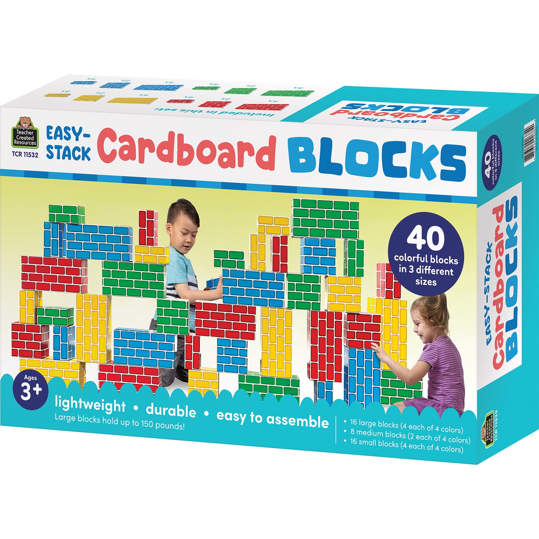 Teacher Created Resources Easy-Stack Cardboard Blocks, 40 Piece Set ...