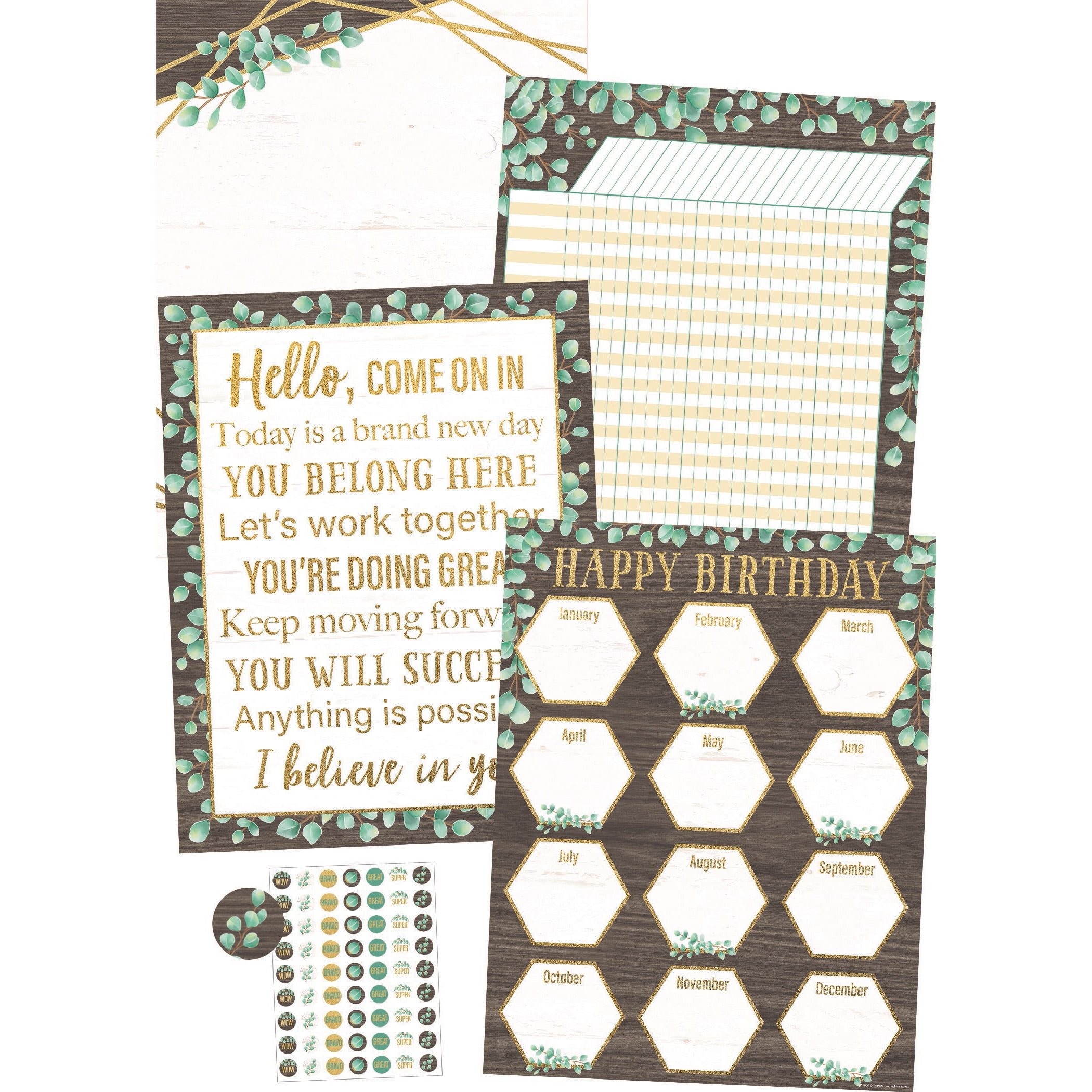 Teacher Created Resources Eucalyptus Classroom Essentials Chart Pack ...