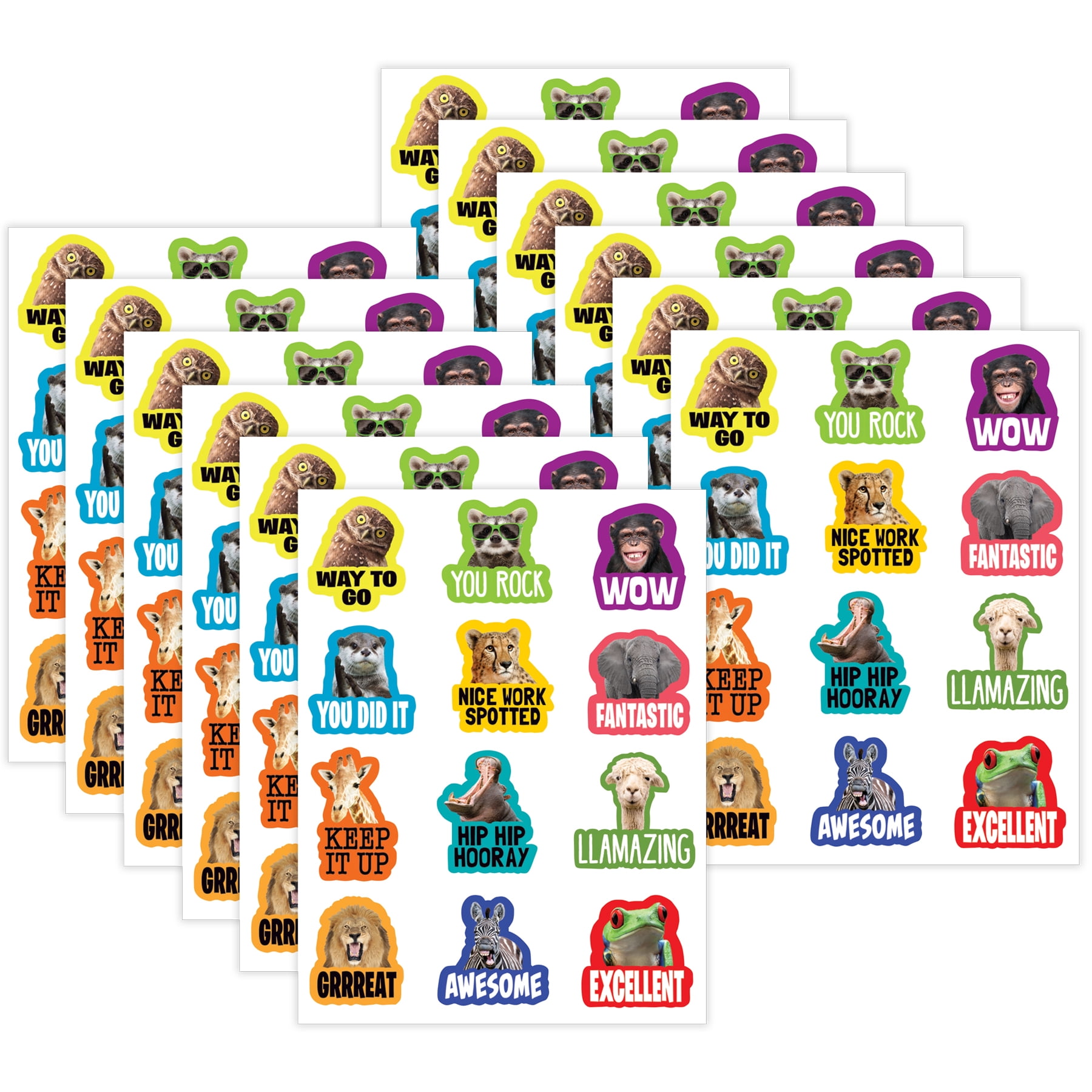 Teacher Created Resources Go Wild Animals Stickers, 72 Per Pack, 12 ...