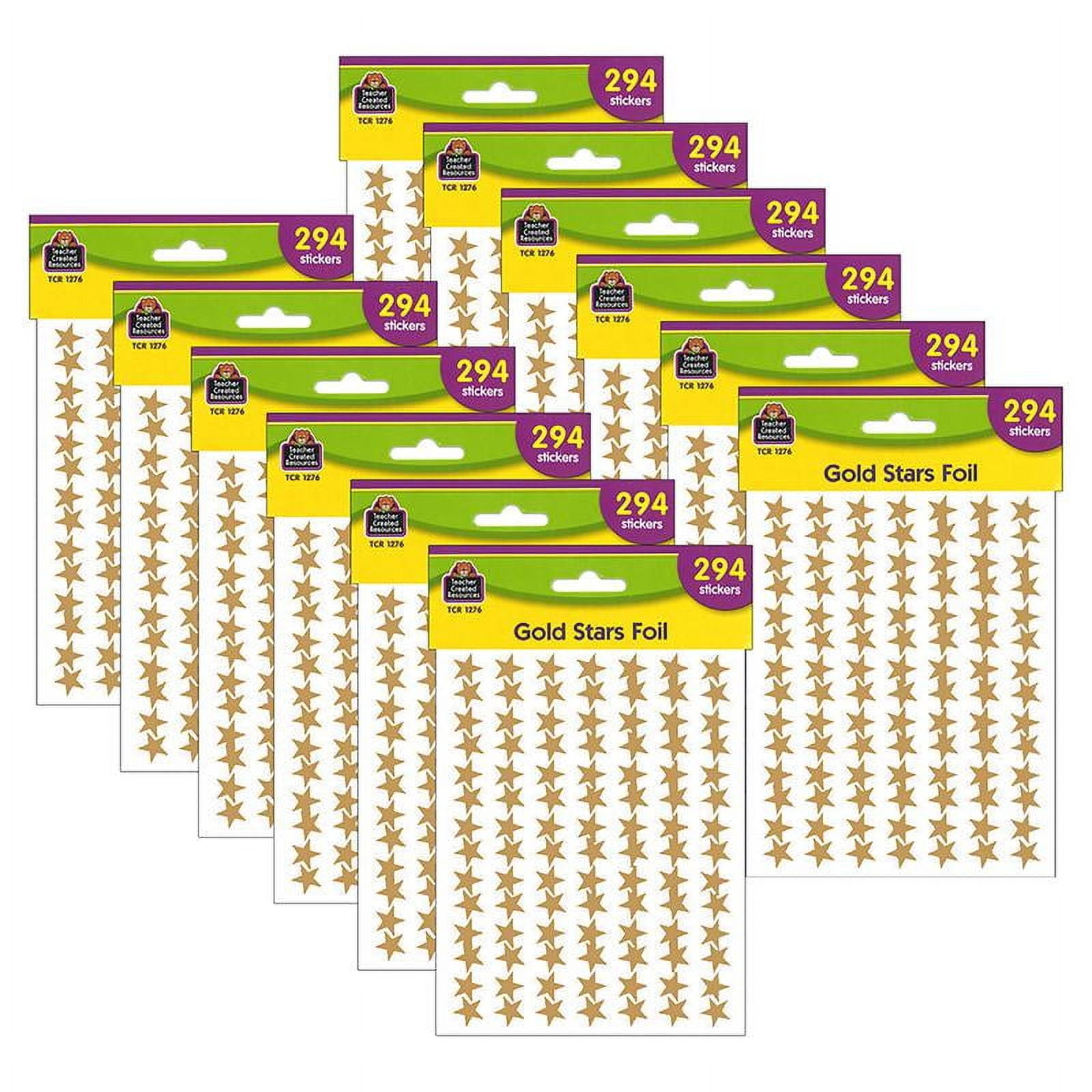 Teacher Created Resources Gold Stars Foil Stickers, 294 Per Pack, 12 ...