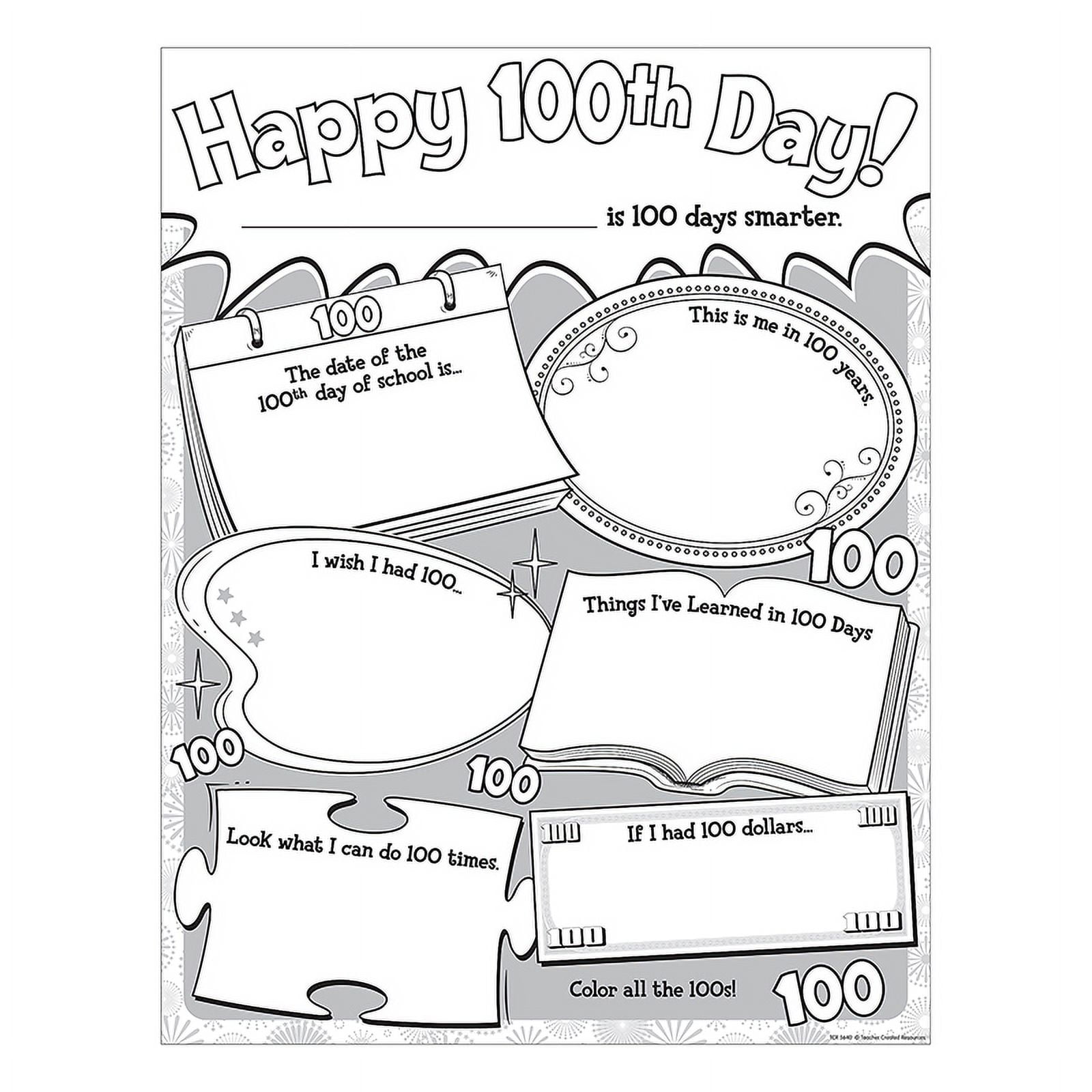 Teacher Created Resources Happy 100th Day Poster Pack, Pack of 32 ...