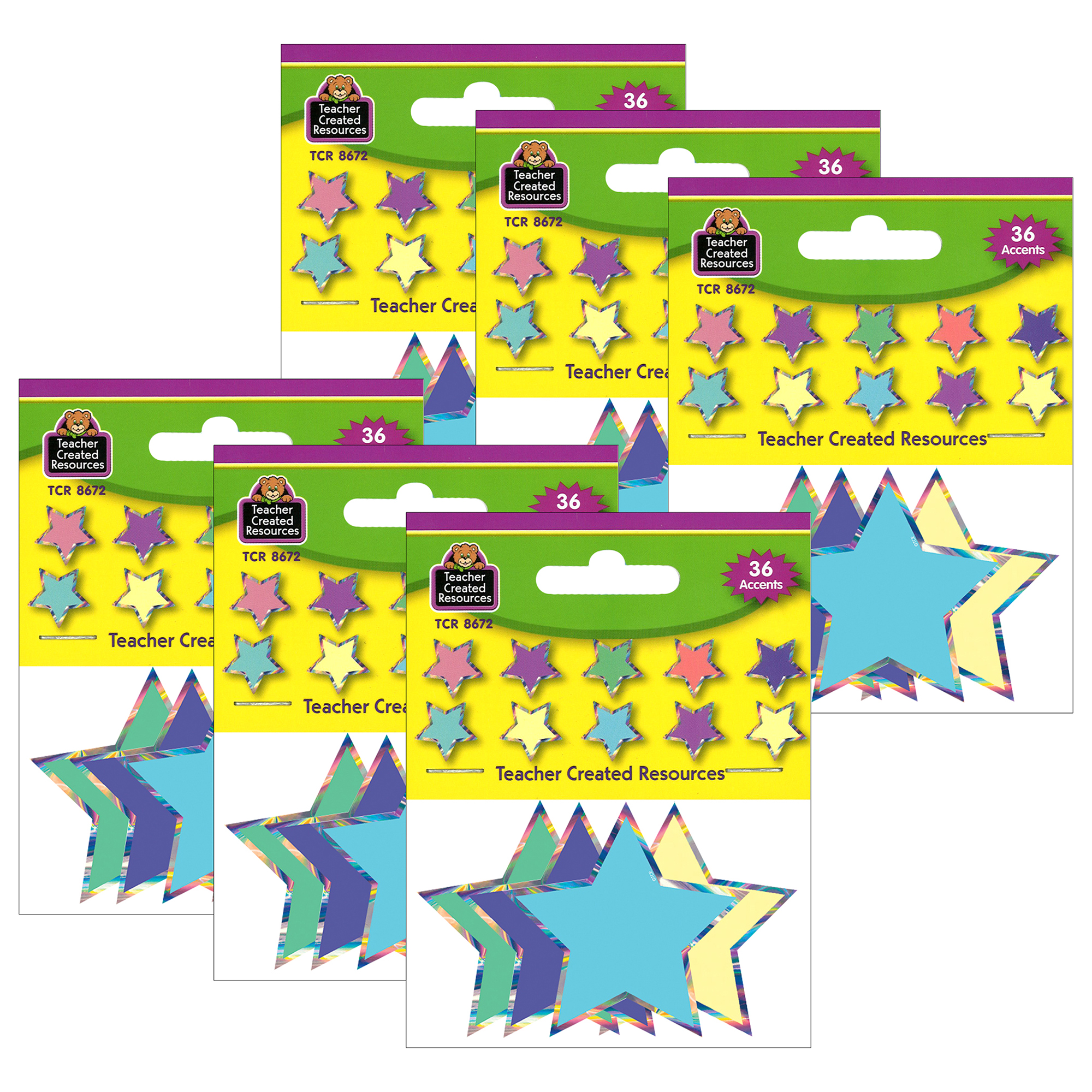 Teacher Created Resources Iridescent Colorful Stars Mini Accents, 216 ...