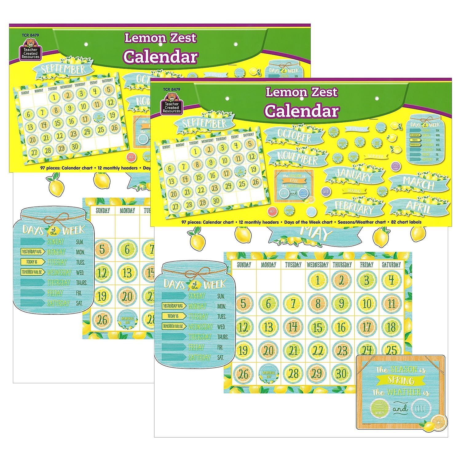 Teacher Created Resources Lemon Zest Calendar Bulletin Board Set, 2 Sets - Walmart.com
