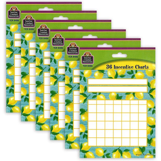 Teacher Created Resources Lemon Zest Incentive Charts 36/Pack 6 Packs ...