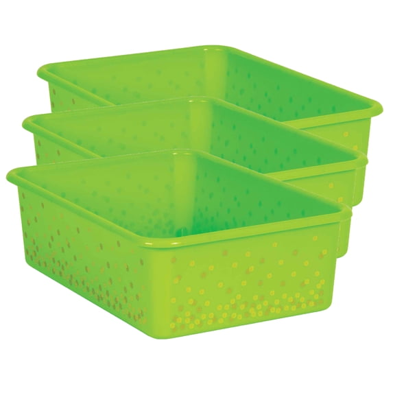 Teacher Created Resources Lime Confetti Large Plastic Storage Bin, Pack ...