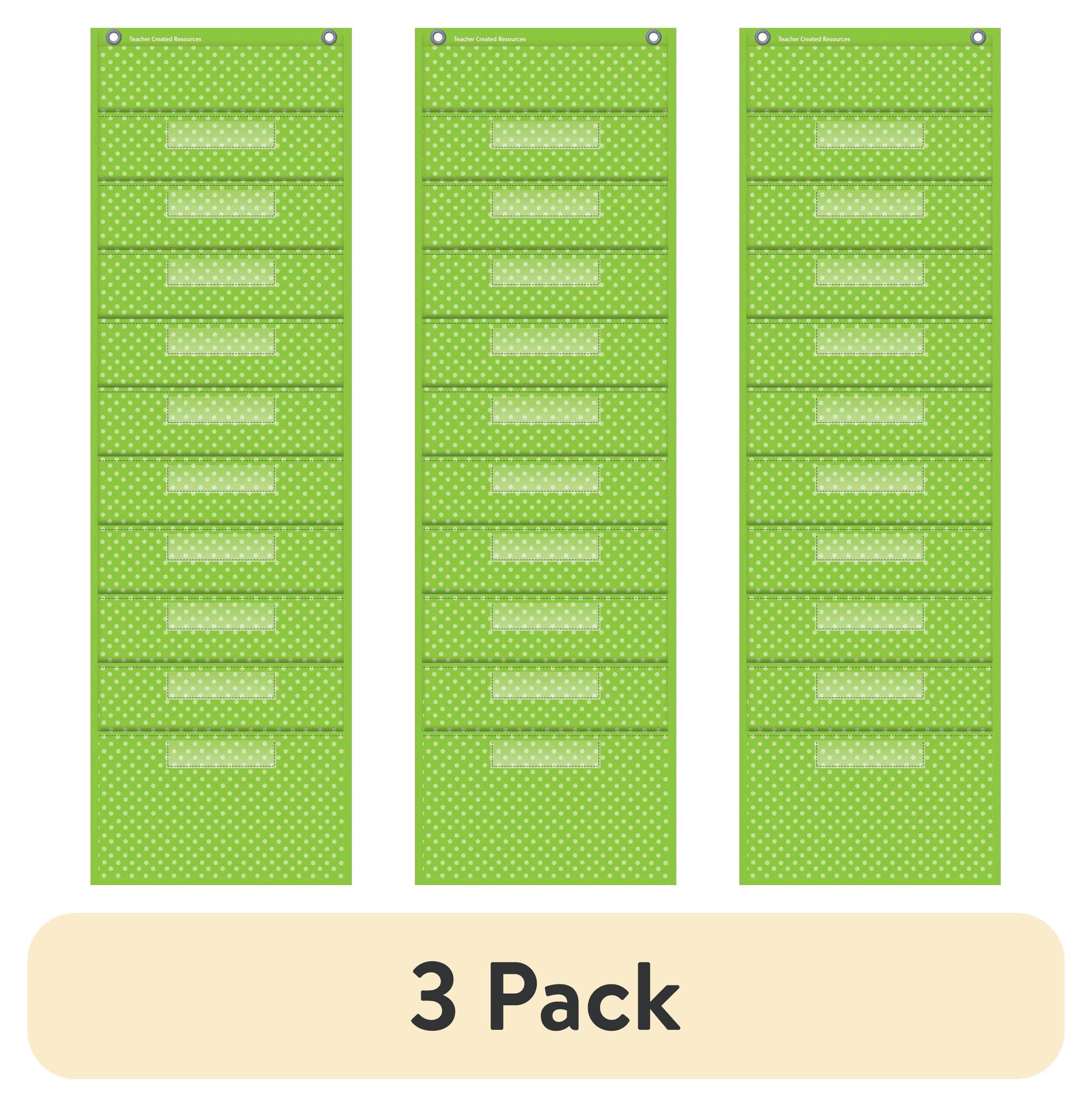 (3 pack) Teacher Created Resources Lime Polka Dot 10 Pocket Chart, 14 x ...
