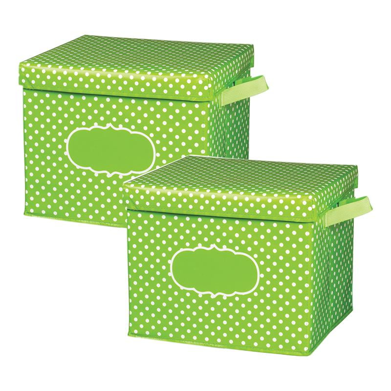 Teacher Created Resources Lime Polka Dots Storage Box, Pack of 2 - Walmart.com