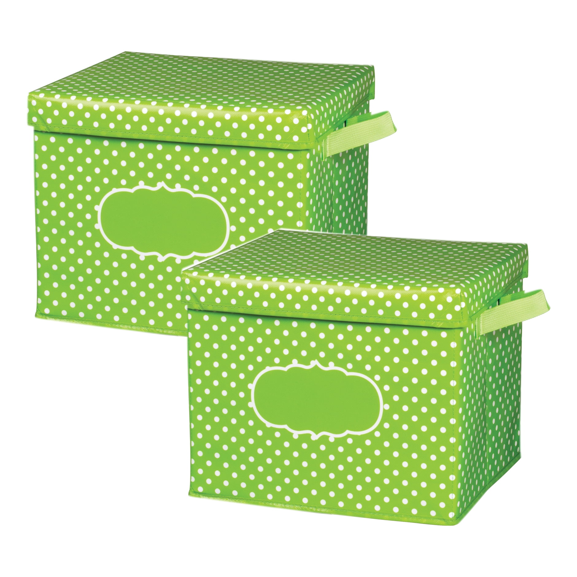 Teacher Created Resources Lime Polka Dots Storage Box, Pack of 2 ...