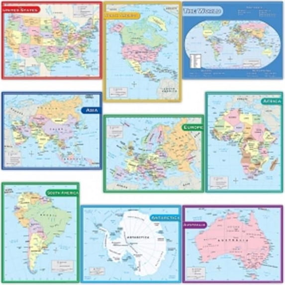 Teacher Created Resources Map Charts Set 9 Charts - Walmart.com
