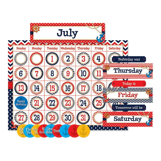 Teacher Created Resources Nautical Calendar Bulletin Board Display Set ...