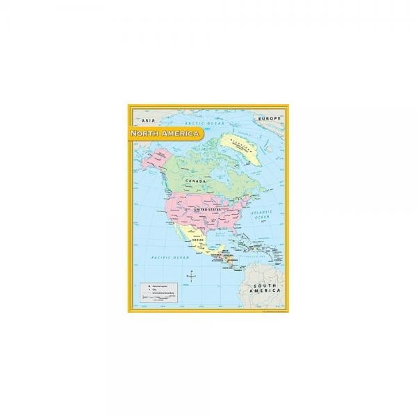 North America Map Chart 17x22 [TCR7655] - Walmart Business Supplies