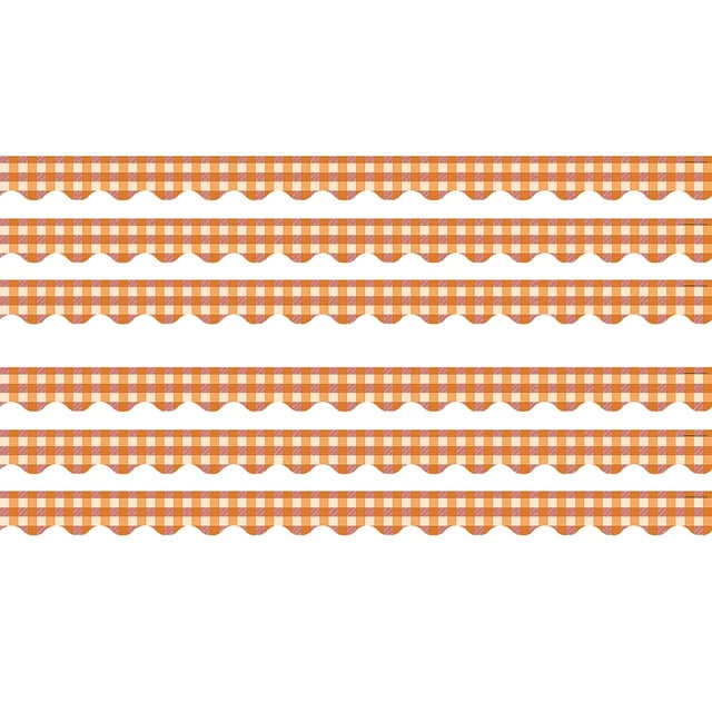 Teacher Created Resources Orange Gingham Scalloped Border Trim, 35 Feet ...