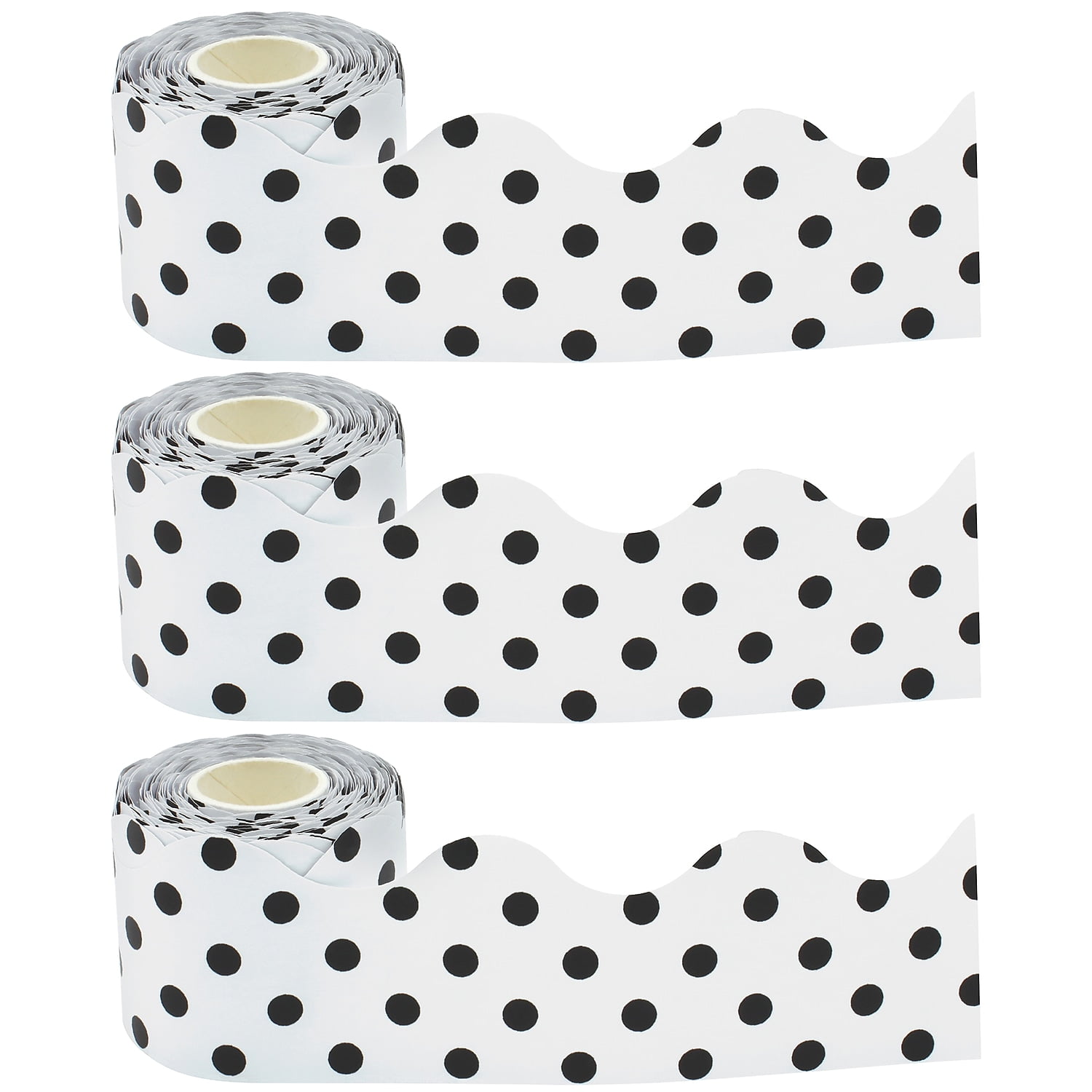 Teacher Created Resources Paper Black Polka Dots on White Scalloped ...