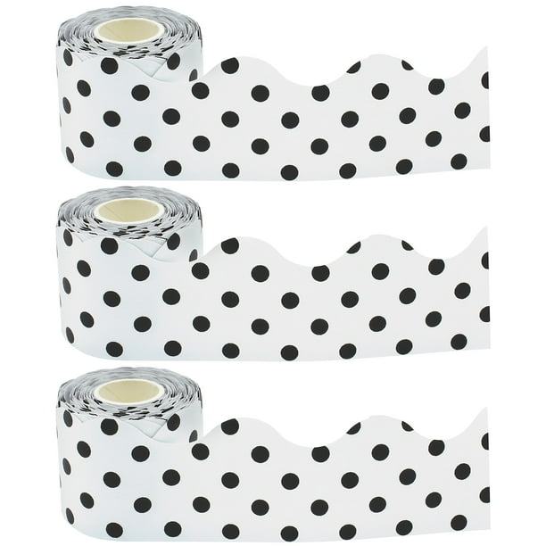 Teacher Created Resources Paper Black Polka Dots on White Scalloped ...