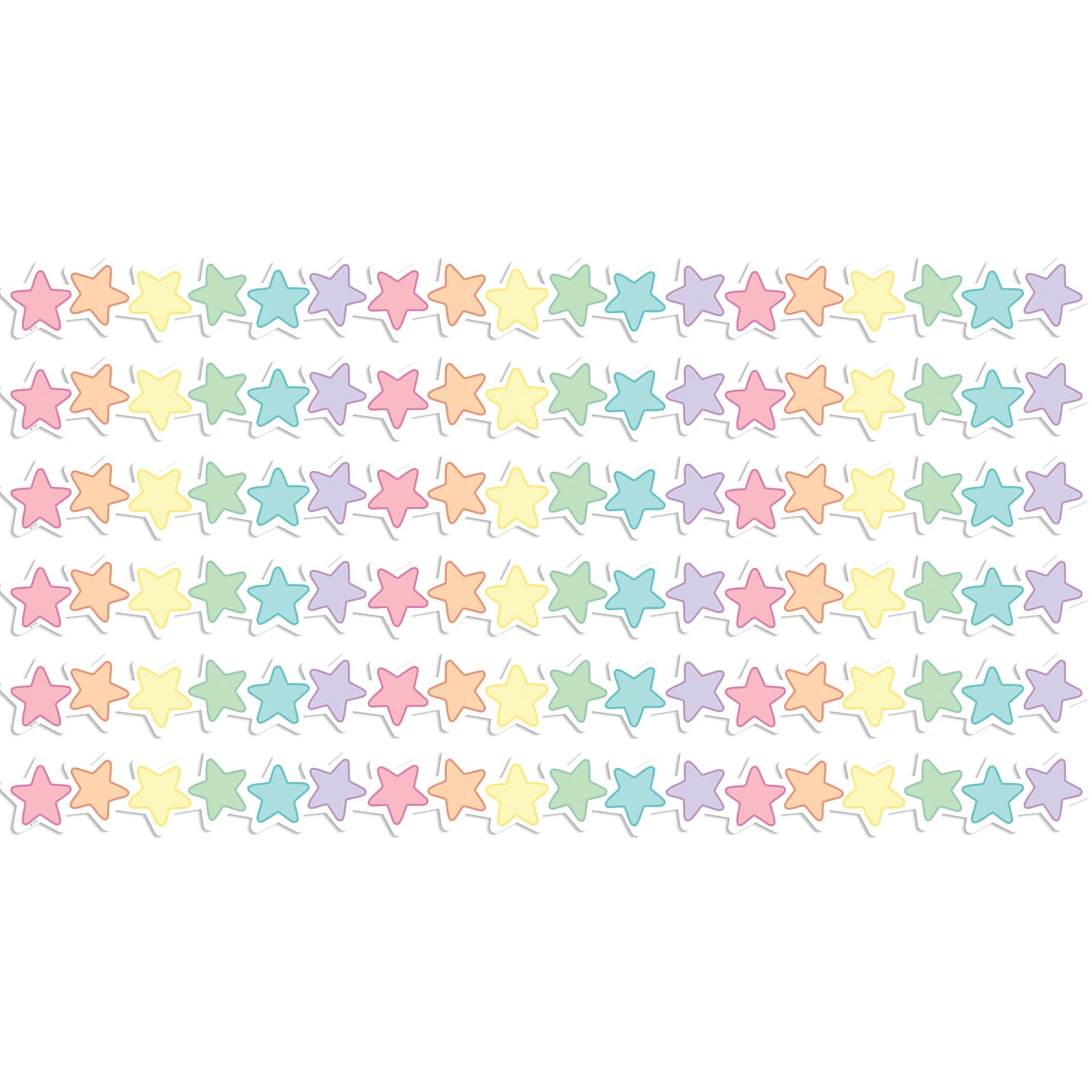Teacher Created Resources Pastel Pop Stars Die-Cut Border Trim, 35 Feet ...