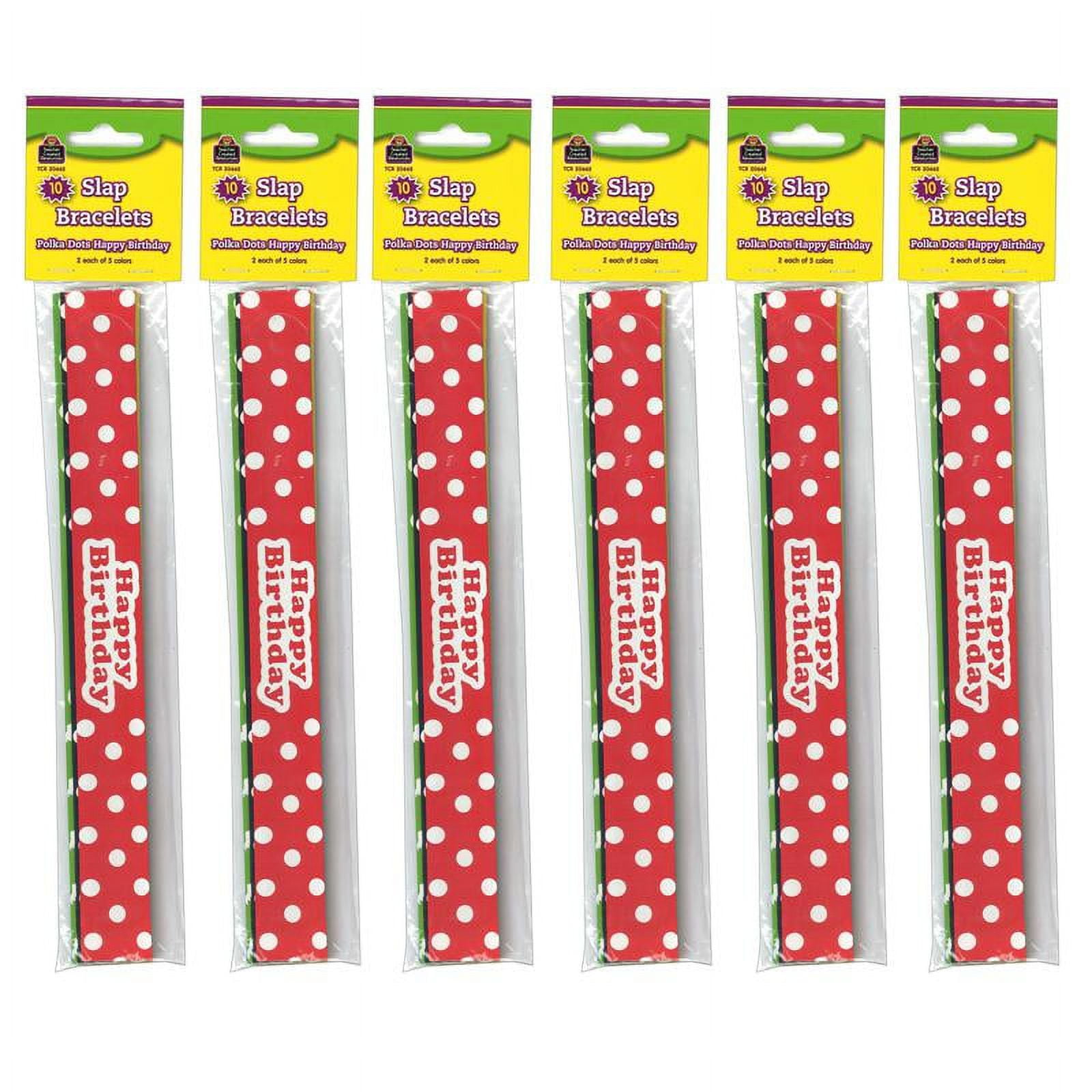 Teacher Created Resources Polka Dots Happy Birthday Slap Bracelets, 10 ...