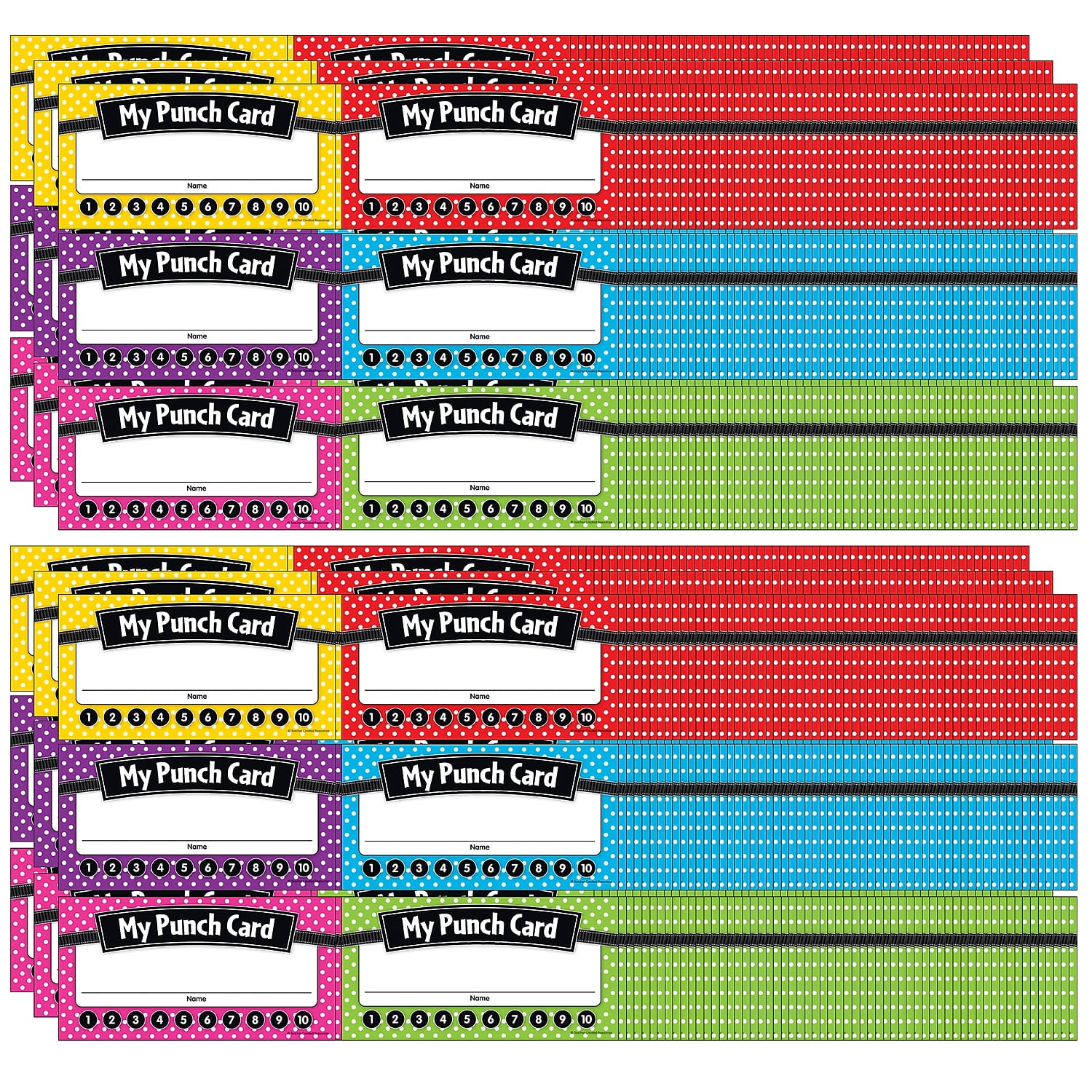 Teacher Created Resources Polka Dots Punch Cards, 60 Per Pack, 6 Packs ...