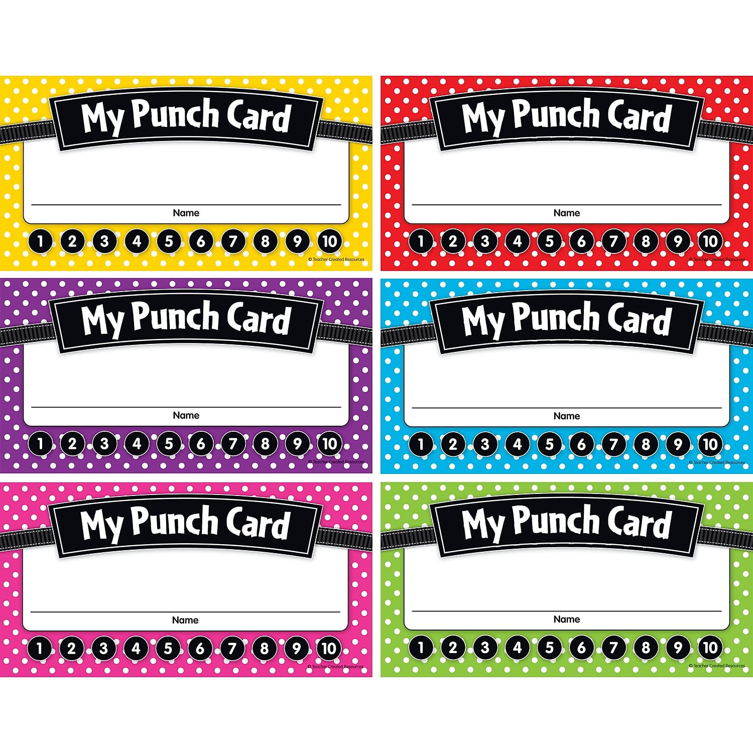 Teacher Created Resources Polka Dots Punch Cards Pack of 60 (TCR5608 ...