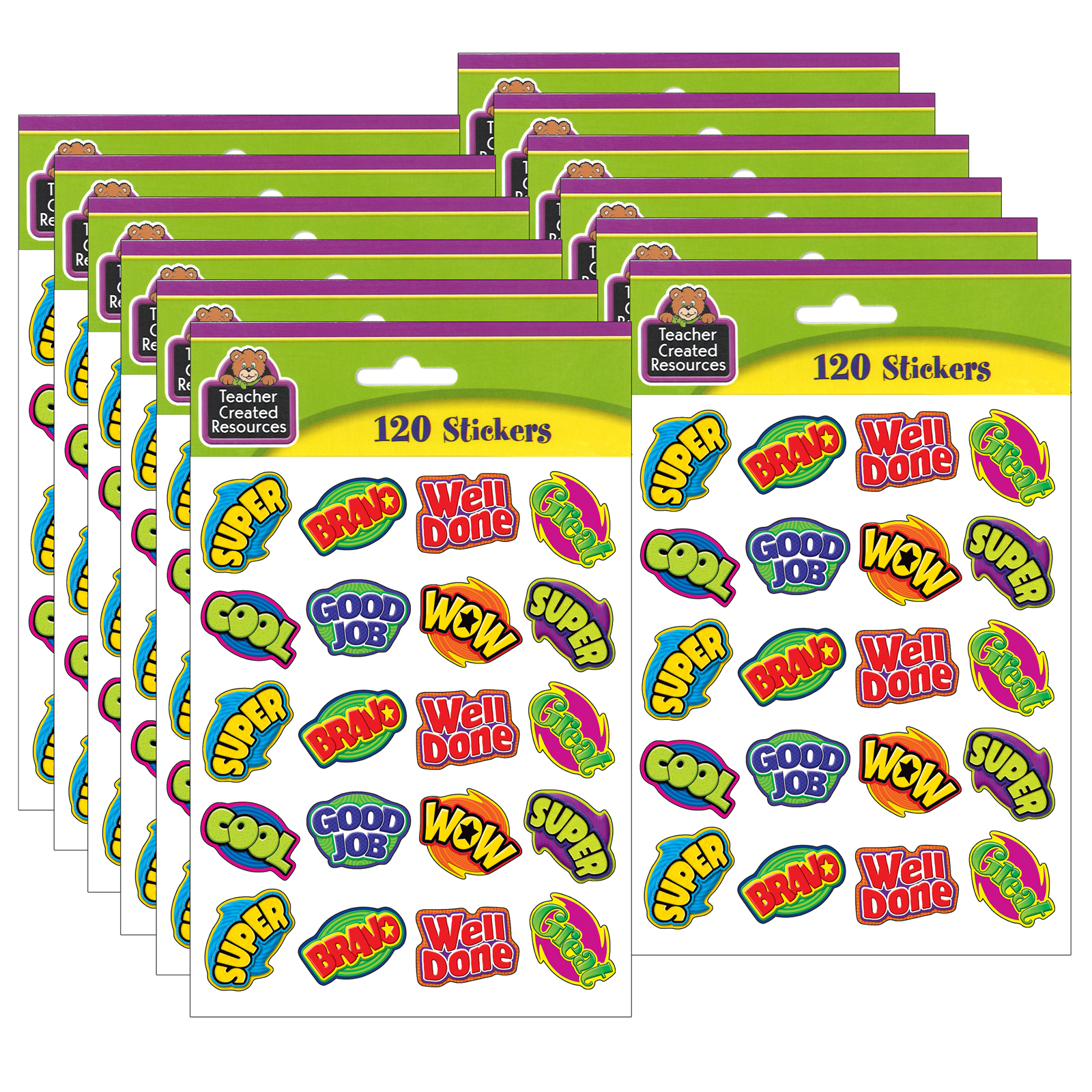 Teacher Created Resources Positive Words Stickers, 120 Per Pack, 12 ...