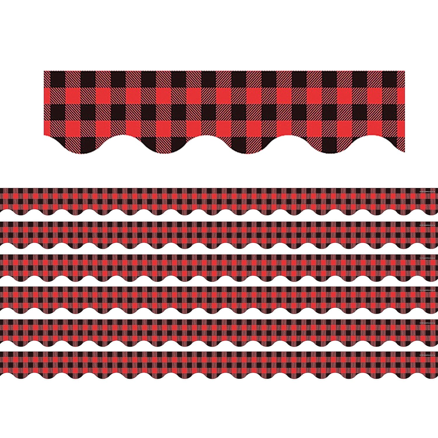 Teacher Created Resources Red and Black Gingham Scalloped Border Trim ...