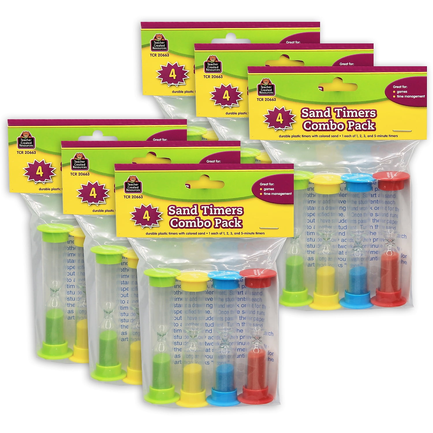 Small Sand Timers Combo Pack, 4 Per Pack, 6 Packs - Walmart Business ...