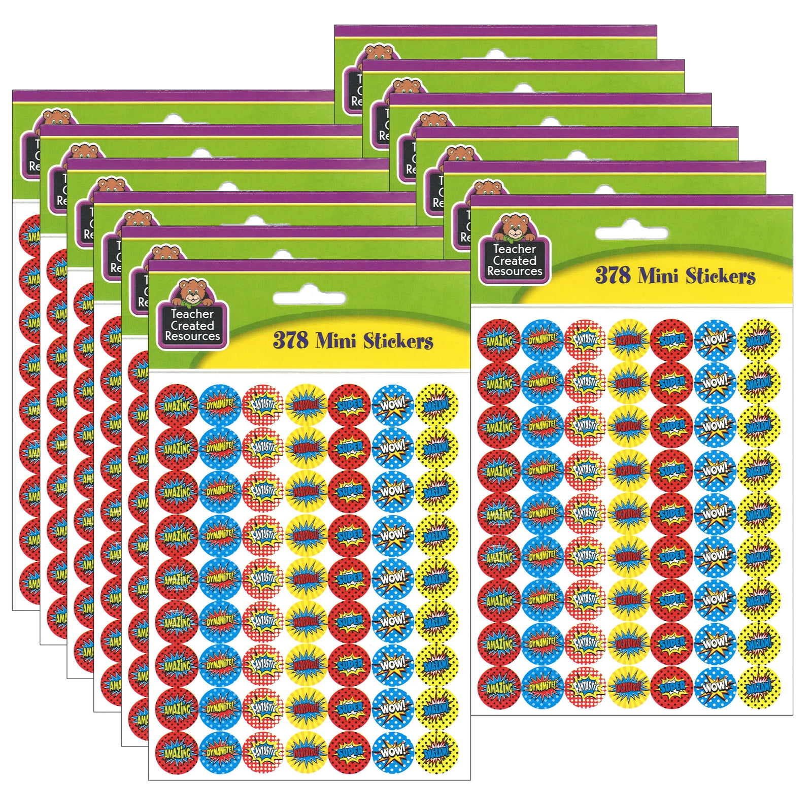 Teacher Created Resources Superhero Mini Stickers, 0.5", 378 Per Pack ...