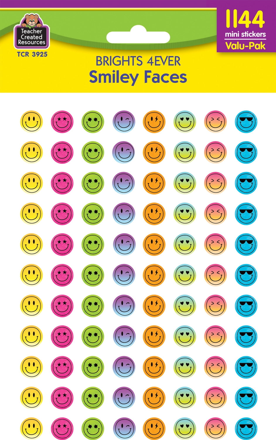 Brights 4Ever Smiley Faces Mini Stickers Valu-Pak [TCR3925] - Walmart.com