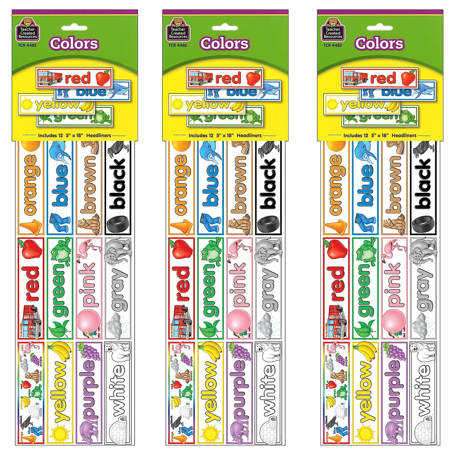 Teacher Created Resources TCR4482-3 Colors Headliners - Pack of 3 ...