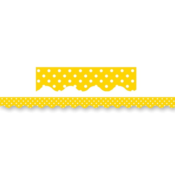 Yellow Polka Dots Scalloped Border Trim [TCR4668] - Walmart.com