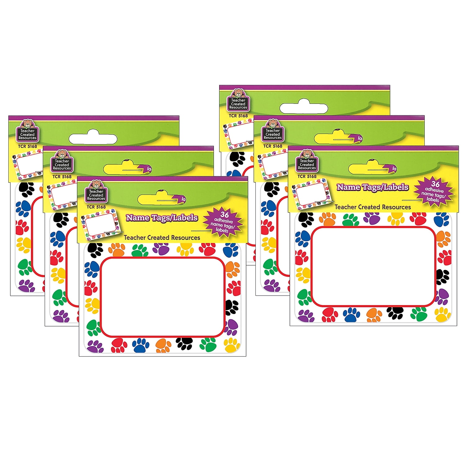Teacher Created Resources TCR5168-6 Colorful Paw Prints Name Tags ...