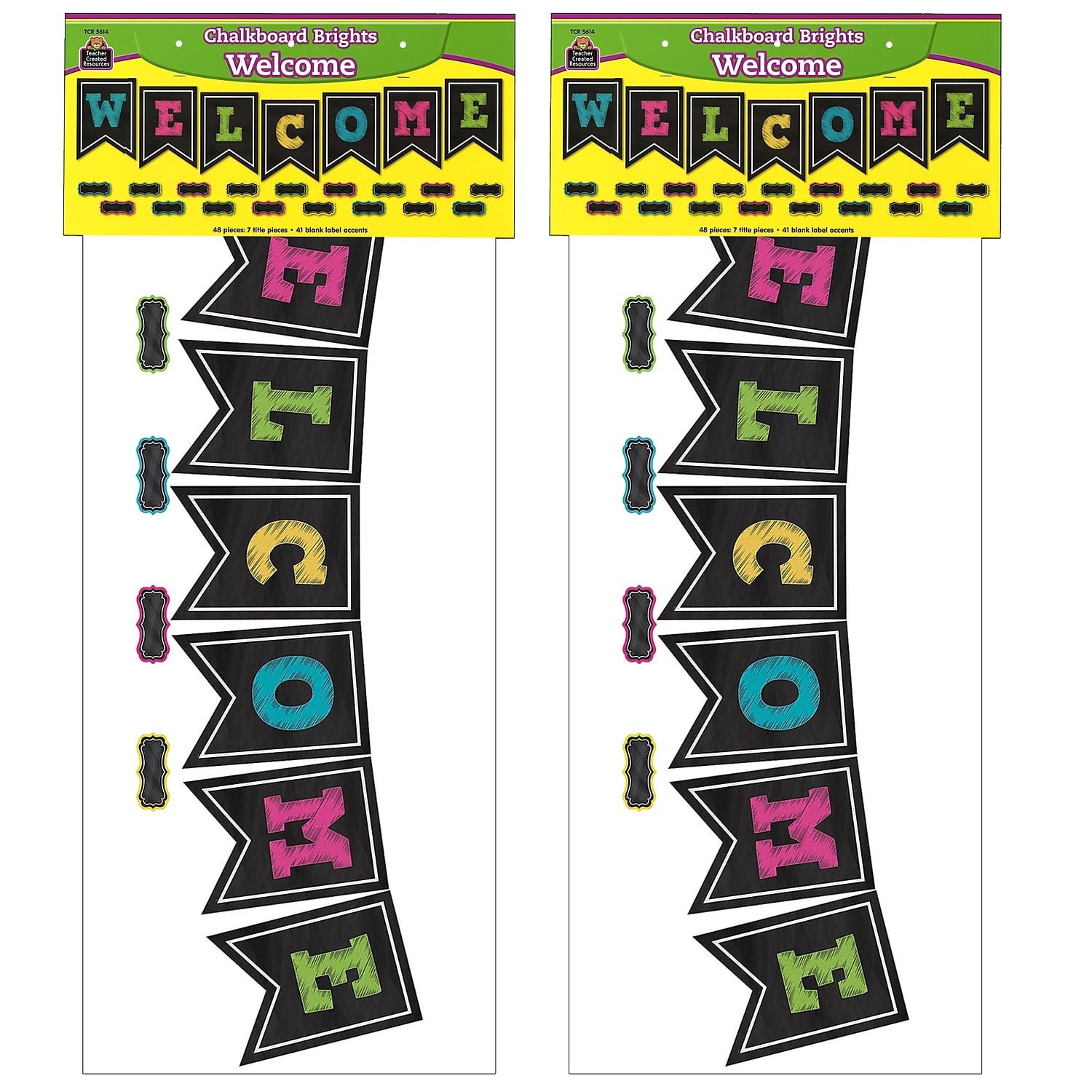 Teacher Created Resources TCR5614-2 Chalkboard Brights Pennants Welcome ...