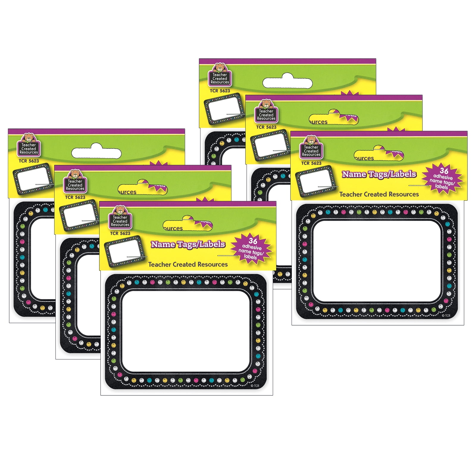 Teacher Created Resources Chalkboard Brights Name Tags/Labels, 36 Per ...